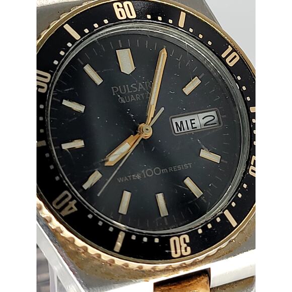 Pulsar | Accessories | Classic Pulsar Quartz Twotone Watch With Black ...
